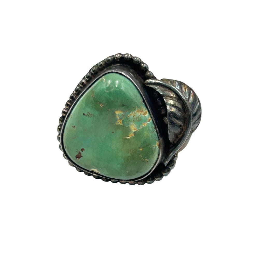 Vtg Sterling Silver Turquoise Ring Size 9.5 Signed DMH Navajo Native ...