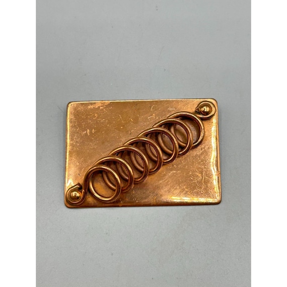 Vintage COPPER Brooch Modernist Design Unsigned Large… - Gem