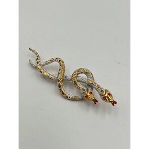Vintage Signed ART Double Snakes Pin Brooch Arthur Pepper White Enamel ...
