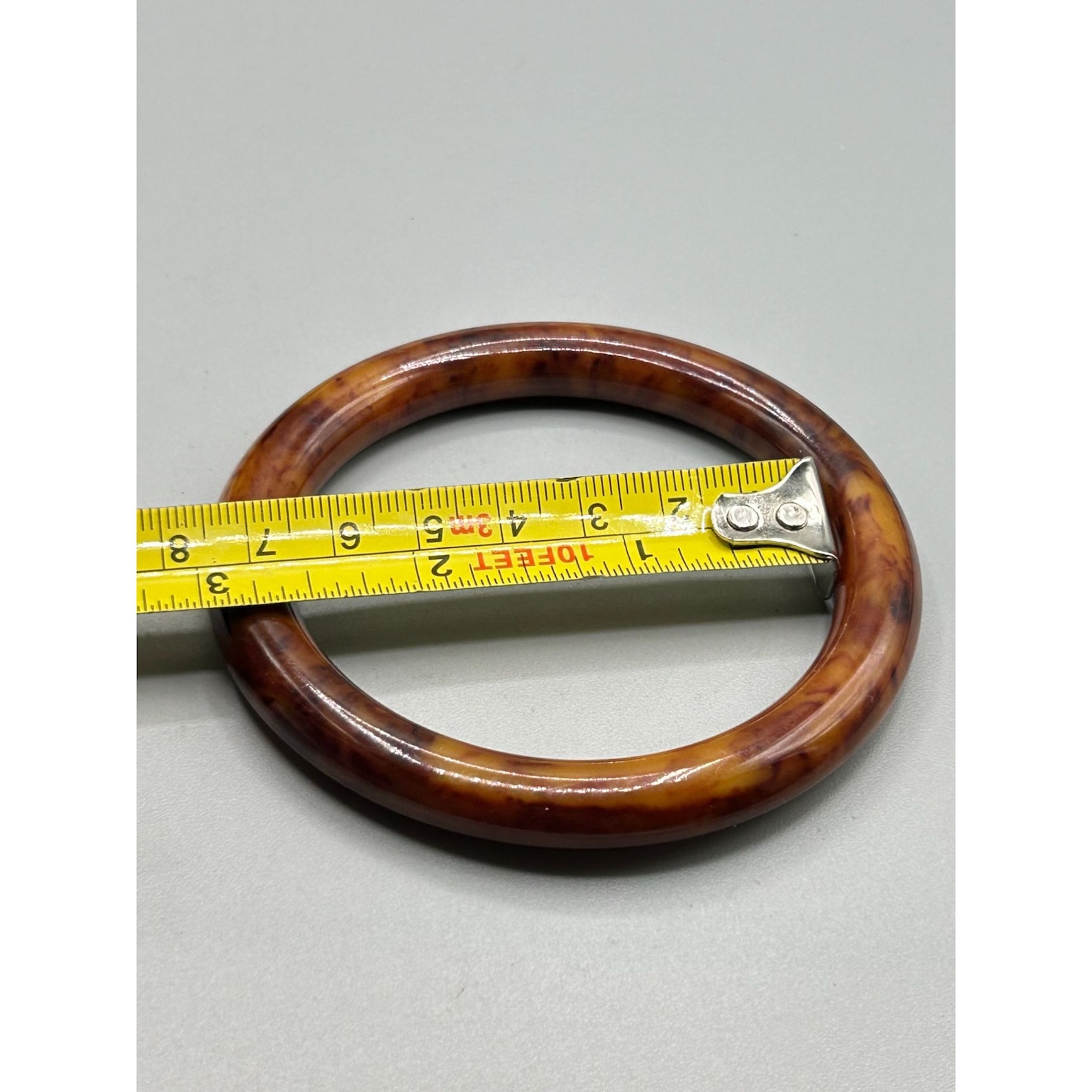Vintage Bakelite Bangle Bracelet Cylinder Shape Rounded Tubular Brown ...