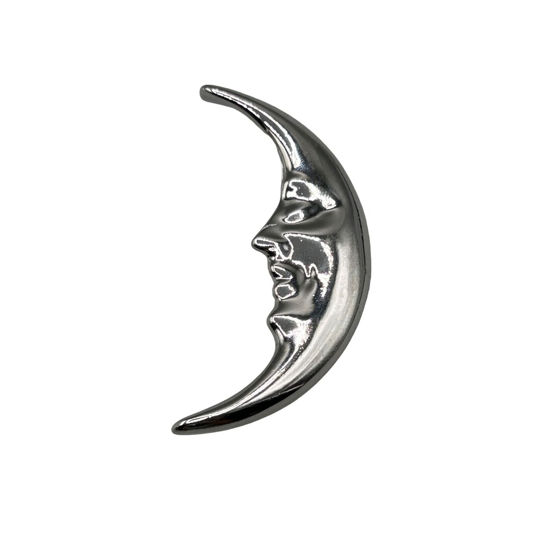 Vintage Crescent Moon Pin Brooch Man on the Moon Silver Tone Half Moon ...