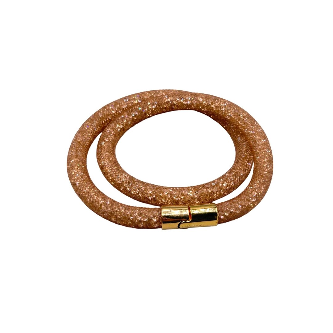 Swarovski Stardust Rose Double Wrap Bracelet Gold Tone Closure Tubular ...
