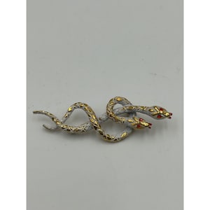 Vintage Signed ART Double Snakes Pin Brooch Arthur Pepper White Enamel ...