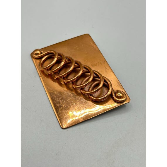 Vintage COPPER Brooch Modernist Design Unsigned Large… - Gem