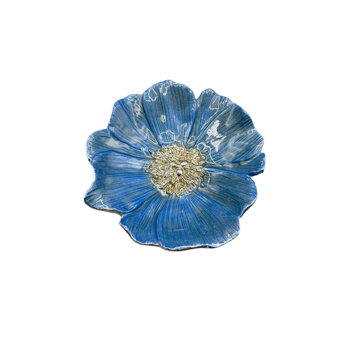 Enamel Blue Flower Dish by Mariposa Peony Dish Decor Blue Trinket ...