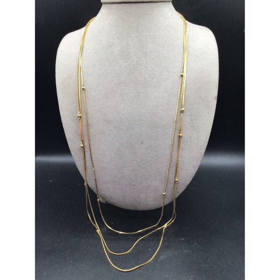 Monet Triple Chain Necklace Gold Tone Graduated Chains With - Etsy