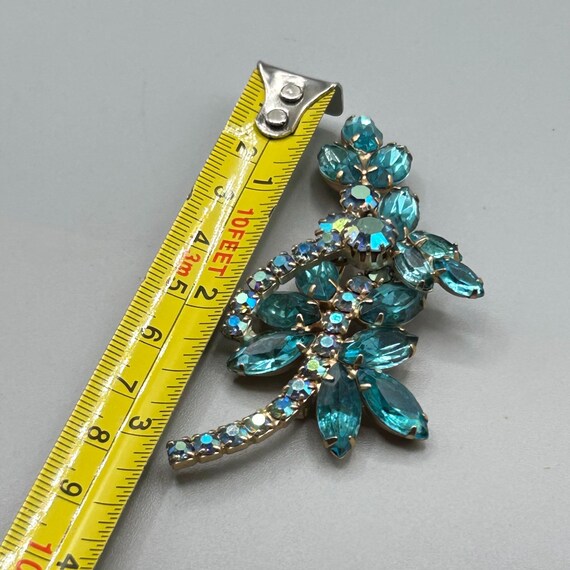 Aqua Blue Aurora Borealis Rhinestones Brooch Vintage … - Gem