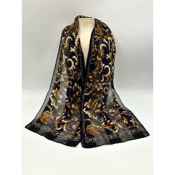 Black and Gold Scarf - Etsy