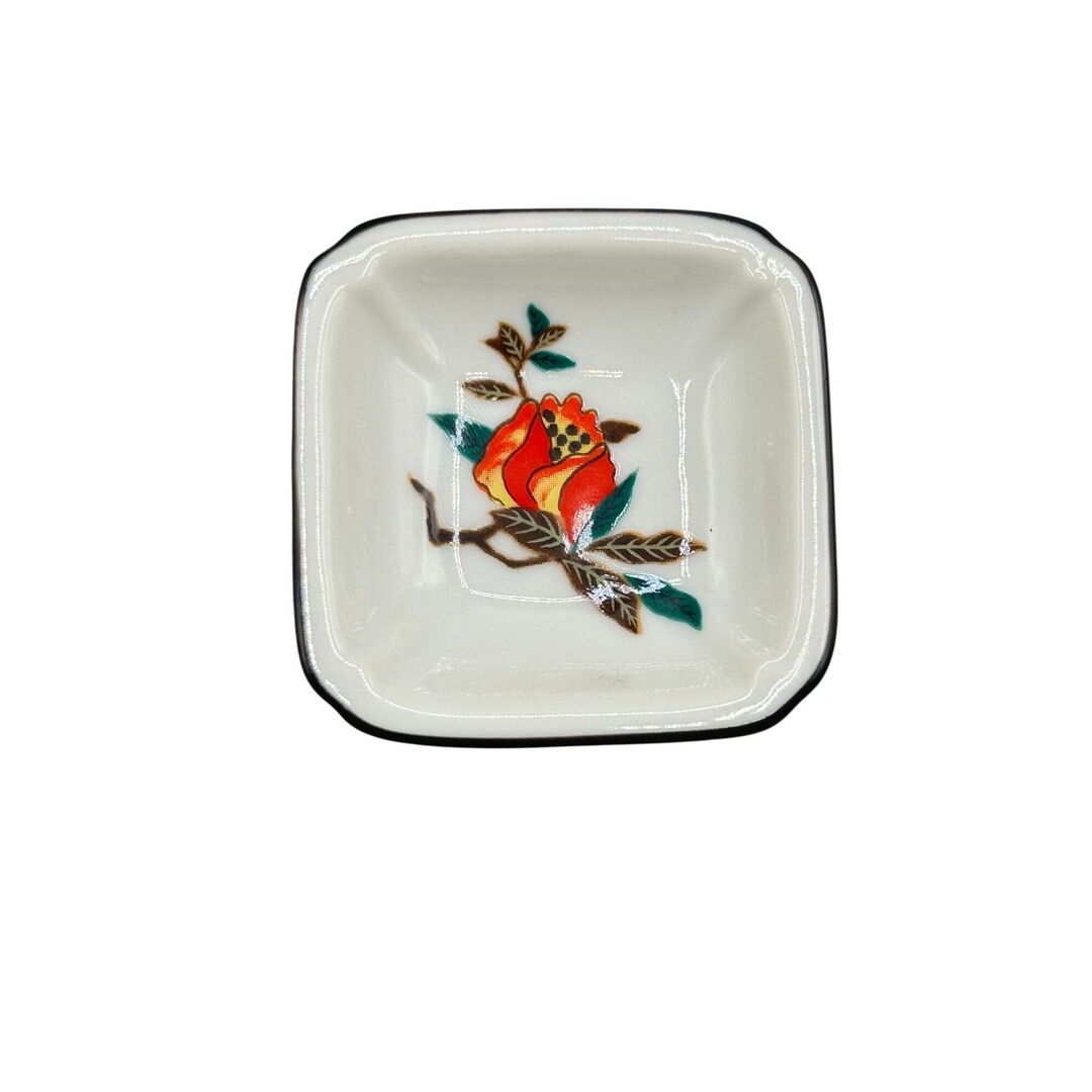 Himetani-fu Iroe Japanese Miniature Square Plate Fine Porcelain 2 ...