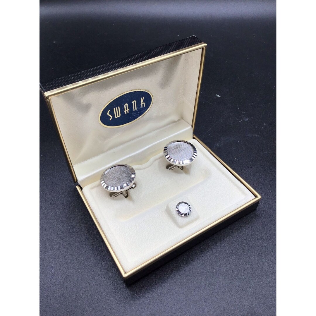 Swank Cufflinks and Tie Tack Set Silver Tone New Old Stock With ...
