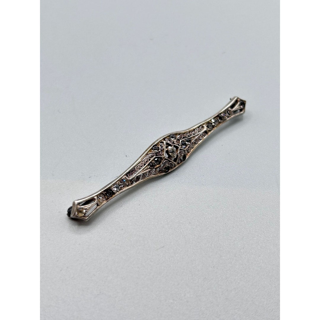 FISHEL-NESSLER CORP. Sterling Silver Bar Pin Antique Art Deco Filigree ...