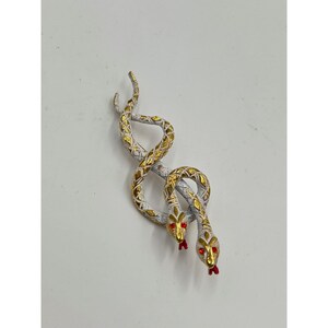 Vintage Signed ART Double Snakes Pin Brooch Arthur Pepper White Enamel ...