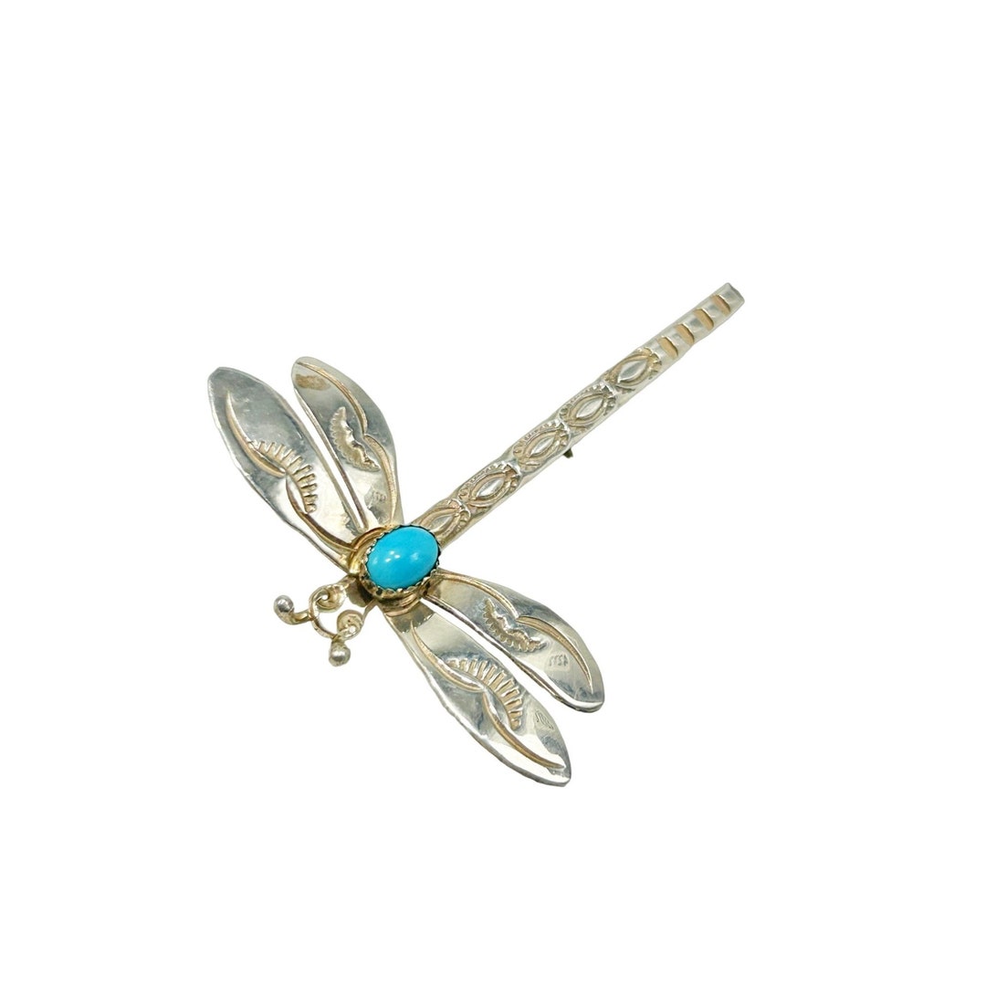 Vintage Native American Dragonfly Pin Brooch Signed LP Sterling ...