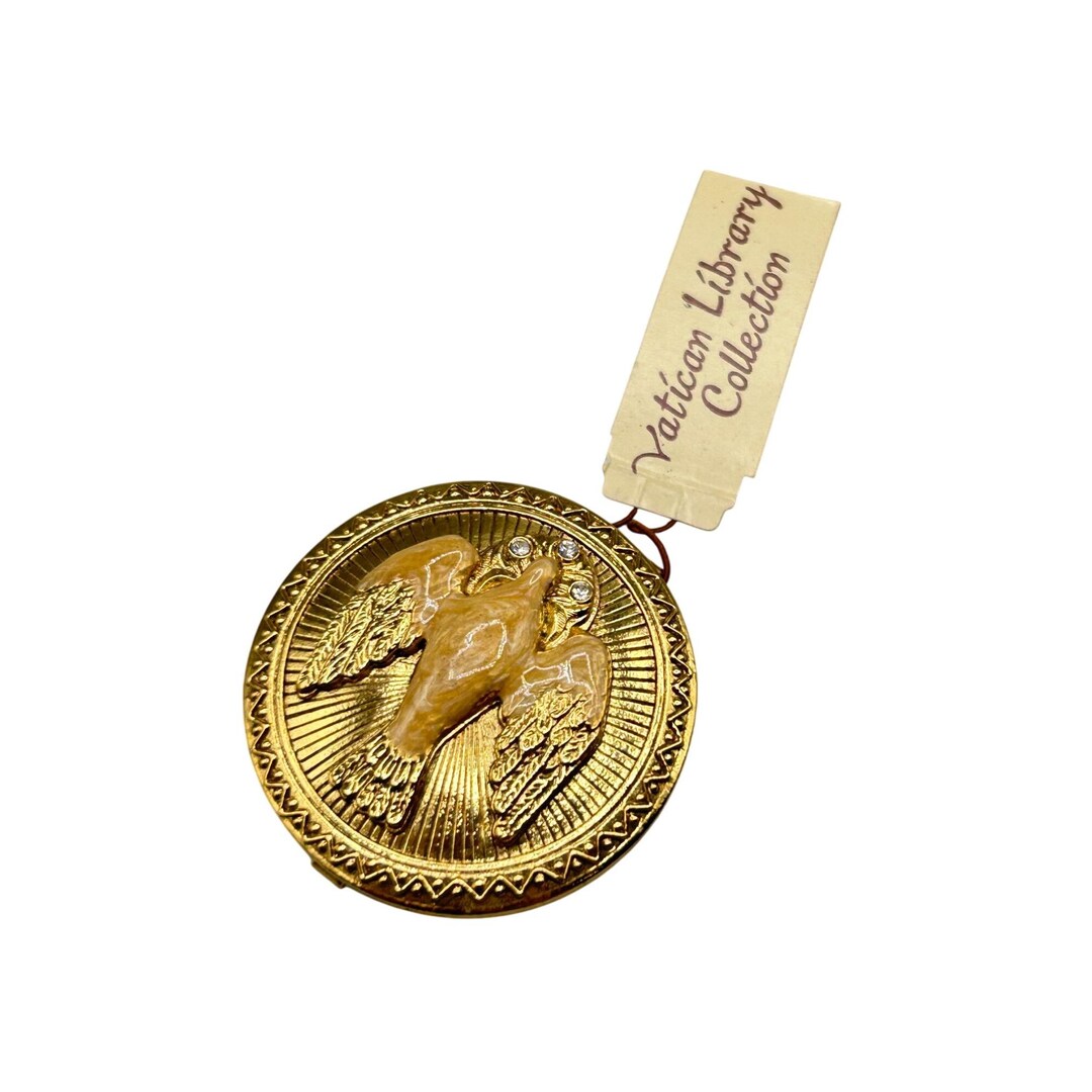 Vatican Library Collection Trinket Box Pill Box Dove of Peace Gold Tone ...