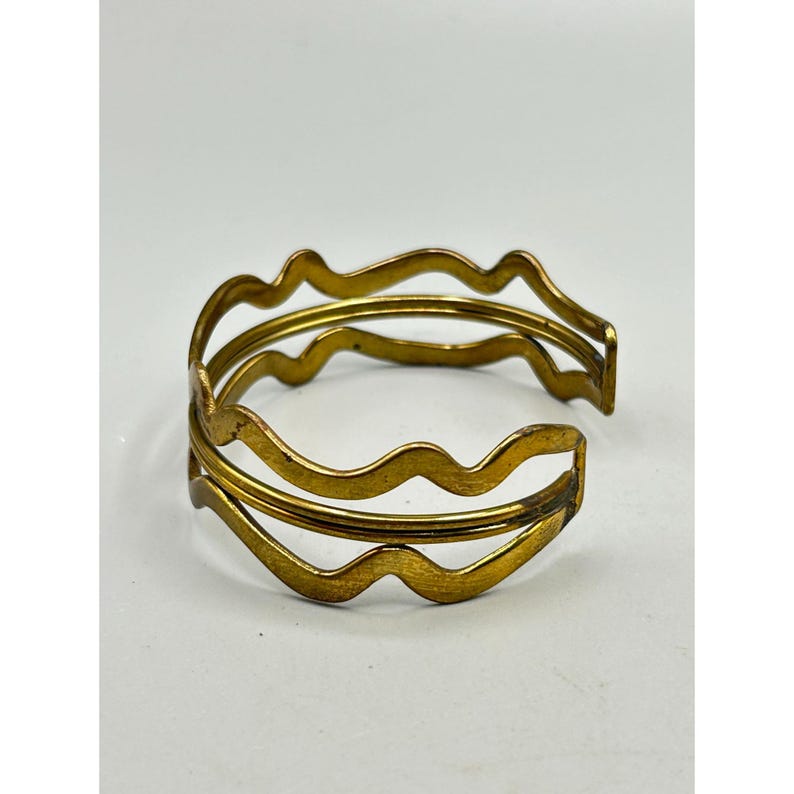 Brutalist Brass Wave Cuff Bracelet Irregular Hollow Handcrafted 70s ...