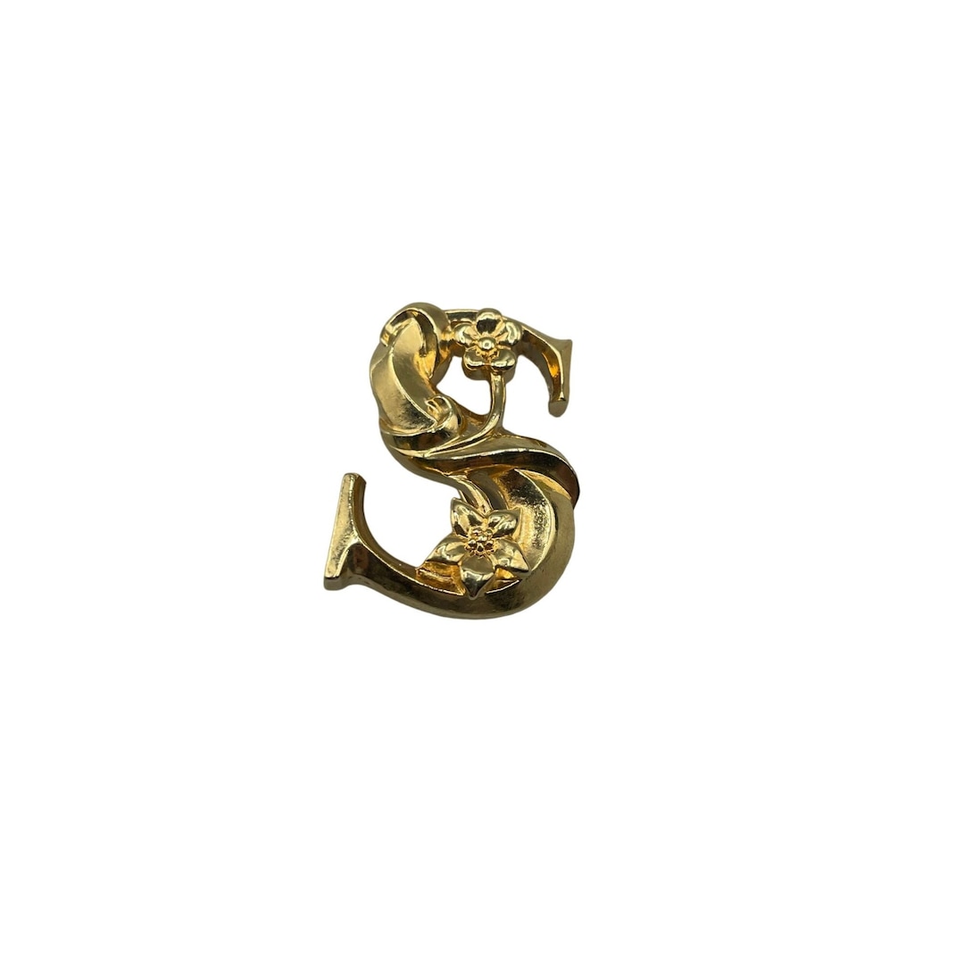 Vintage Letter S Avon Pin Brooch Initial S Monogram S Gold Tone Name ...