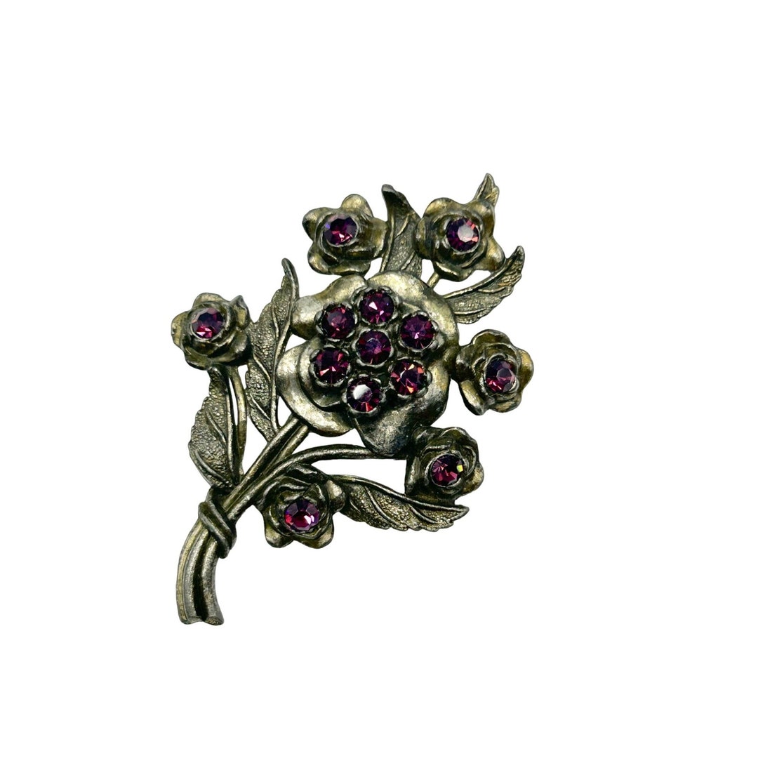 Vintage Little Nemo Pot Metal Flower Bouquet Brooch With Purple ...