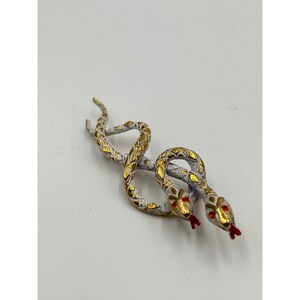 Vintage Signed ART Double Snakes Pin Brooch Arthur Pepper White Enamel ...