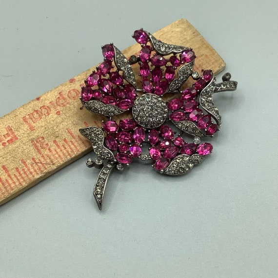 Signed Trifari Fuchsia Flower Brooch Sterling Silver … - Gem