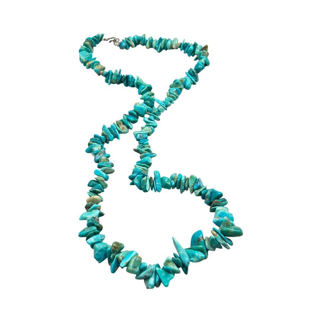 Beautiful Turquoise Chips Necklace Beaded Native American Single Strand ...