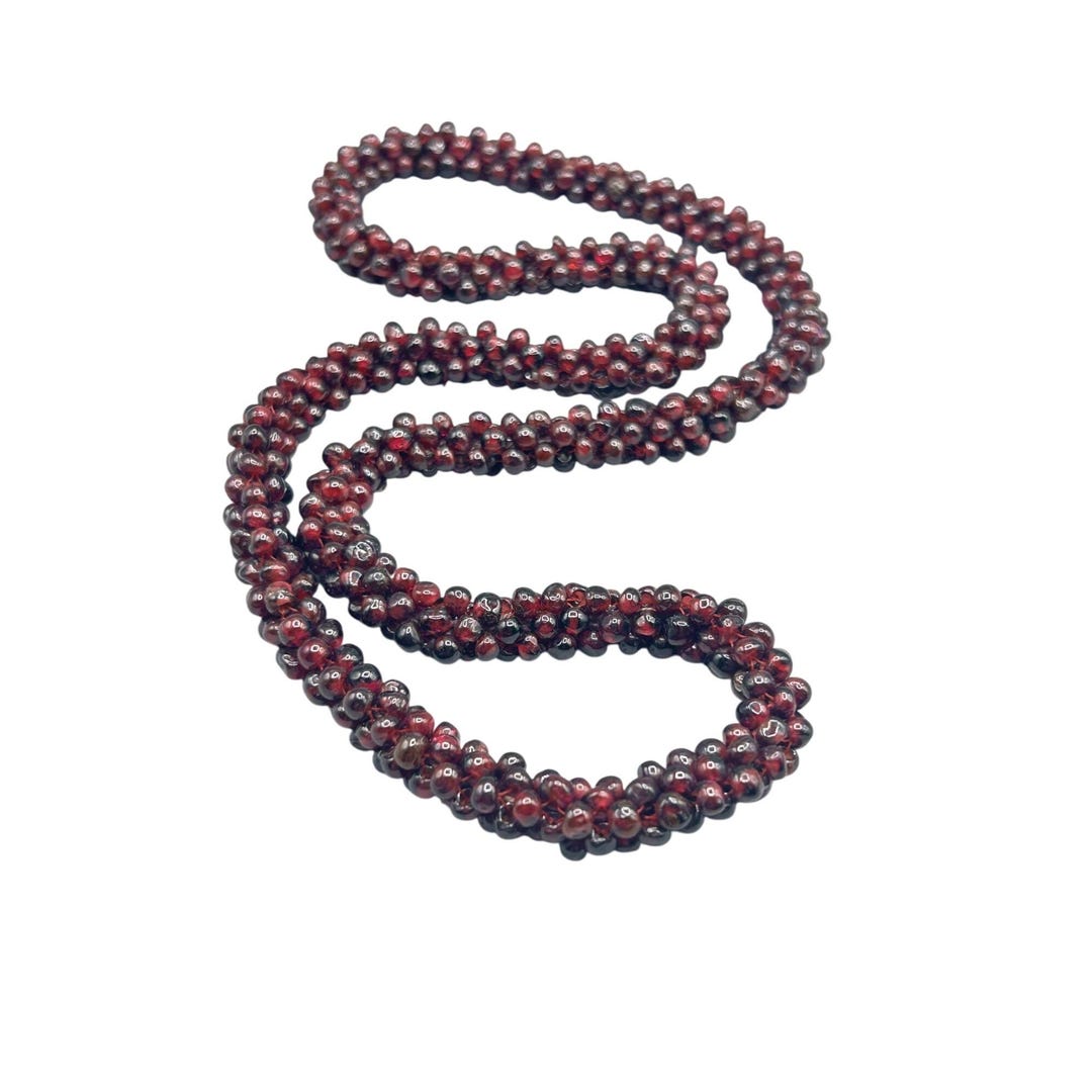 Vintage Bohemian Red Garnet Torsade Necklace Beaded Continuous Strand ...