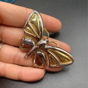 LC Signed 2 Tones Butterfly Brooch Gold and Silver Tone Shiny Metal ...