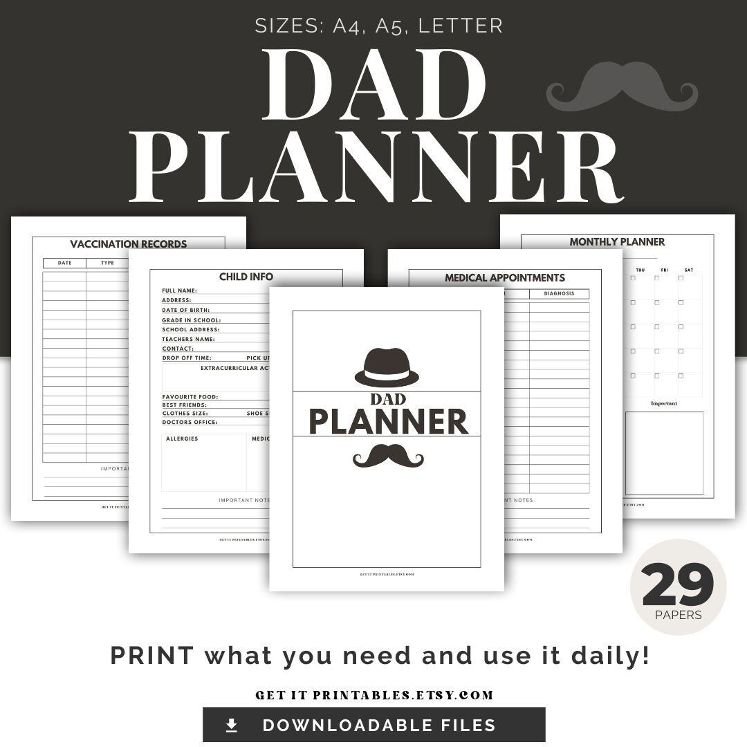 Dad Planner Bundle | Printable Planner for Dads | Work, Family & Life ...