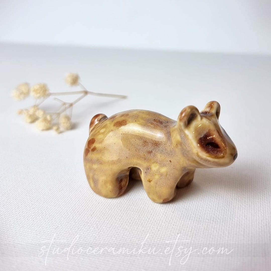 Porcelain Brown Bear Figurine Handmade Forest Animal Decoration Earth ...