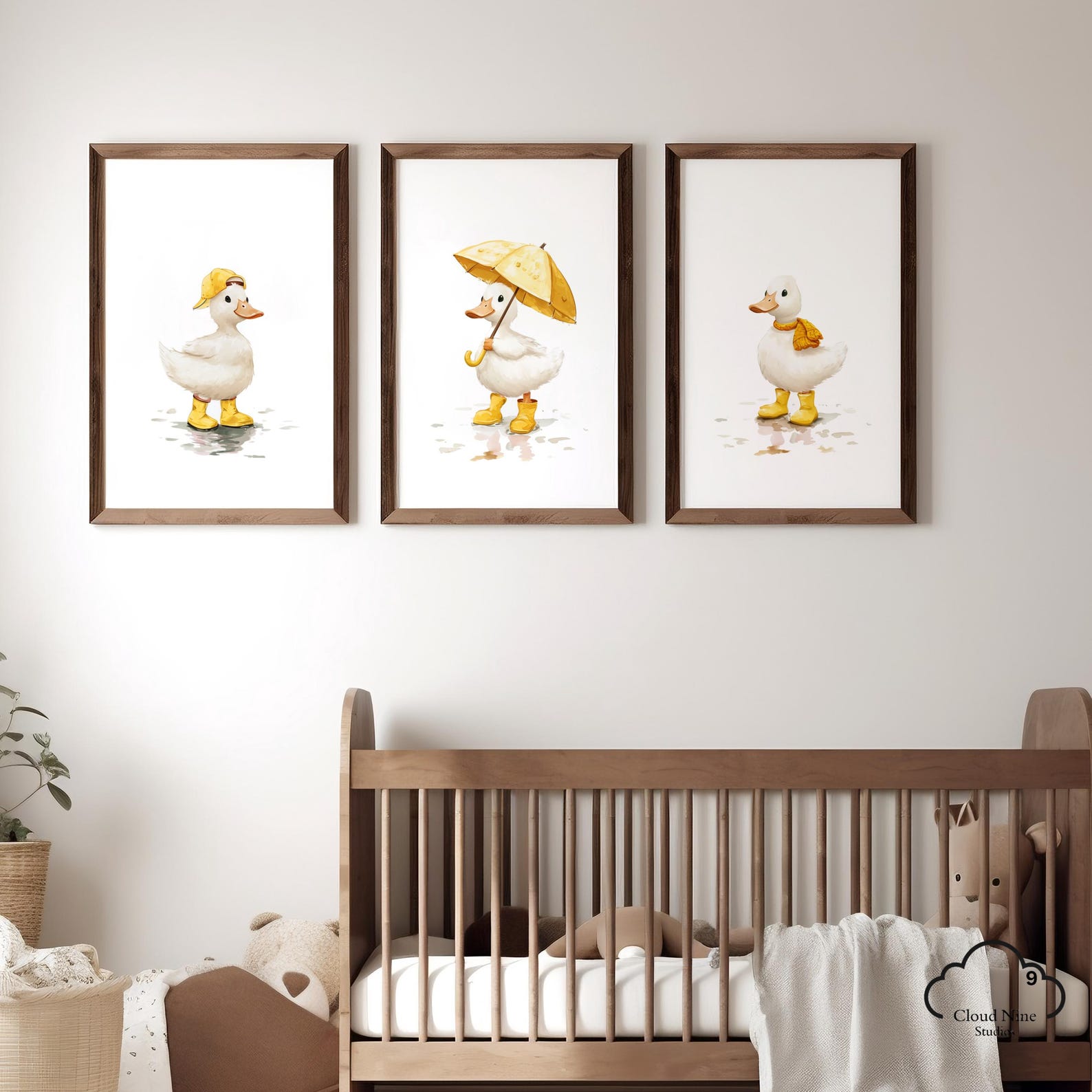 Yellow Duck Nursery Wall Art Set of 3 | Watercolor Nursery Decor ...