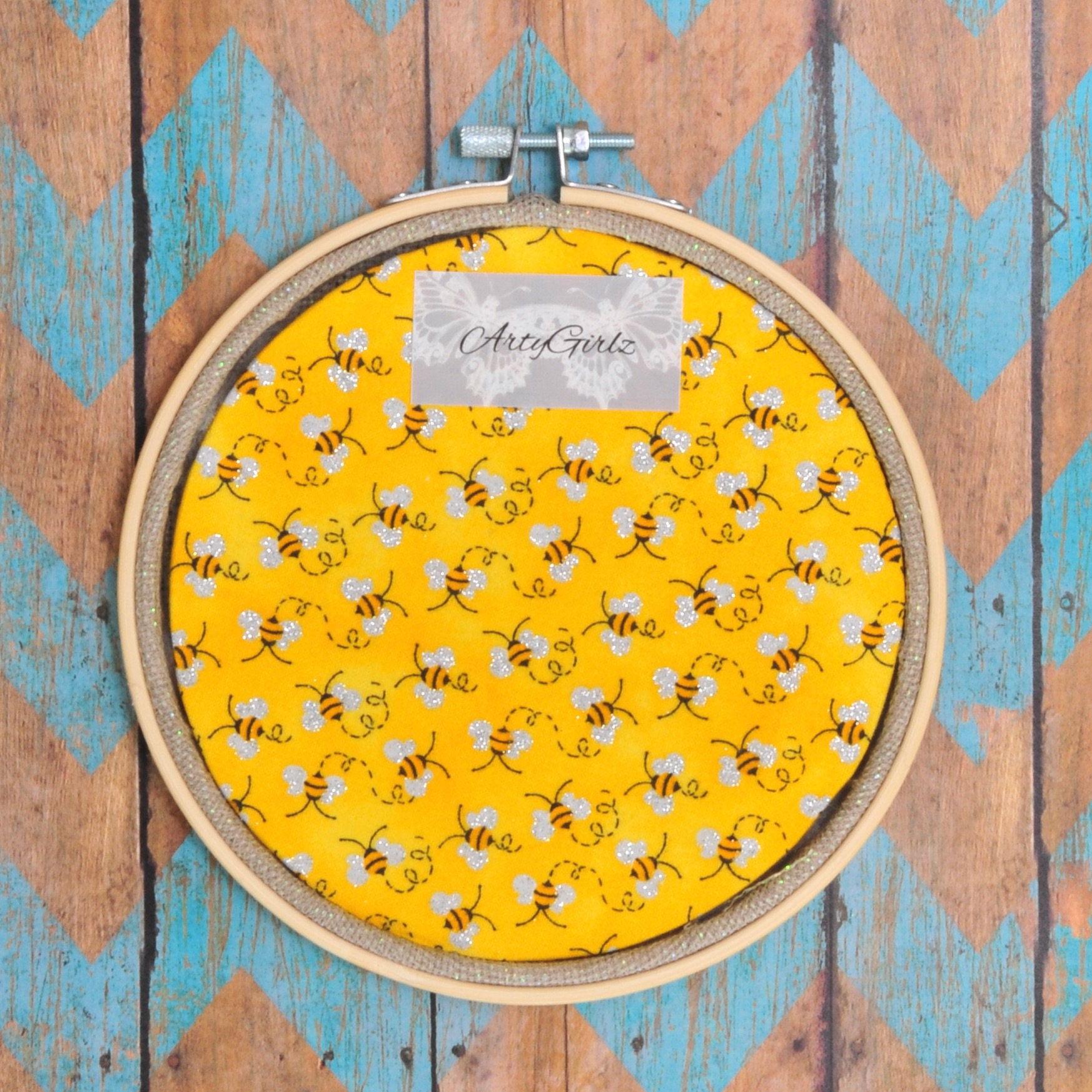 Embroidery Wall Art Busy Bumble Bee MOTHER'S DAY Stitched on Iridescent ...