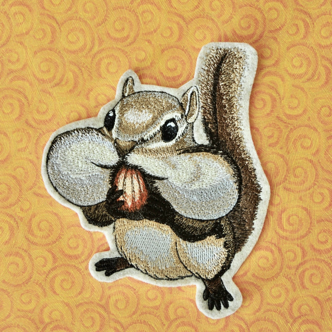 Cheeky Chipmunk Clothing Patch ADORABLE 6 X 5 Inches Iron on or Sew on ...