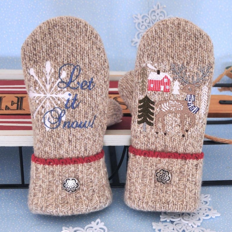 Knit Mittens Deer - Etsy