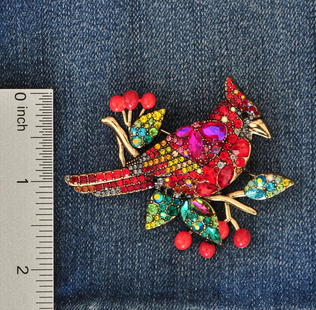 Cardinal Pin Brooch Cardinals Appear When Angels Are Near / Rhinestones ...