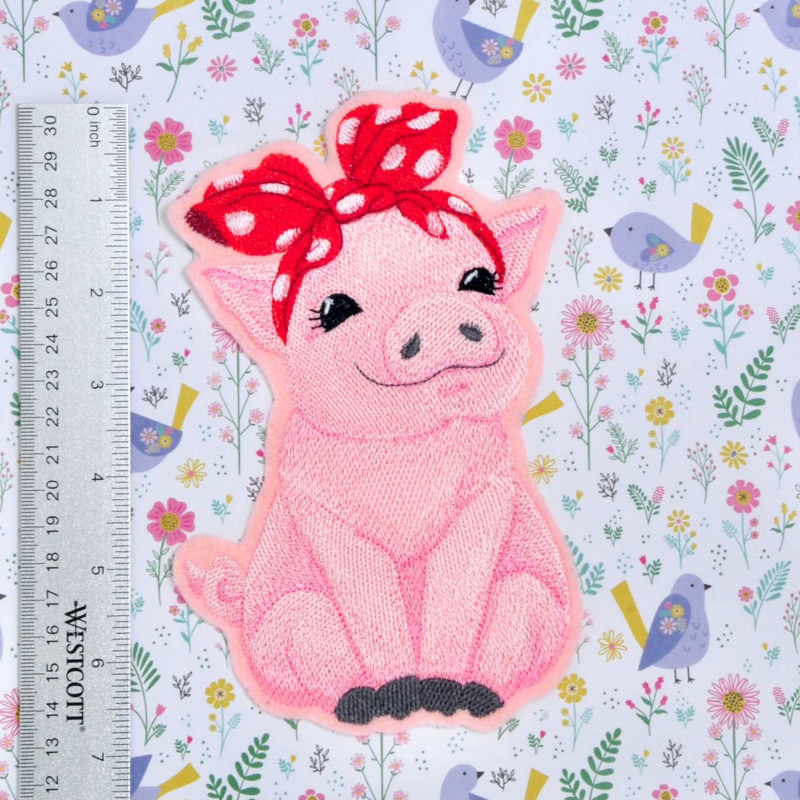 Pretty Pink Piggy Pig Clothing Patch Red Polka Dot Bow 6.75 X | Etsy