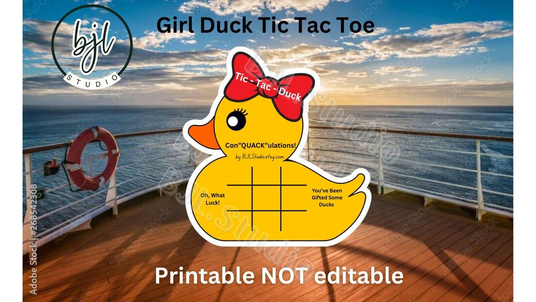Printable Tic Tac Toe Duck Girl W/bow Template - Cruising Ducks - Keep ...