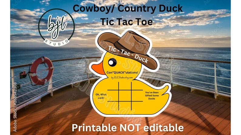 Printable Tic Tac Toe Cowboy / Country Duck Template - Cruising Ducks ...