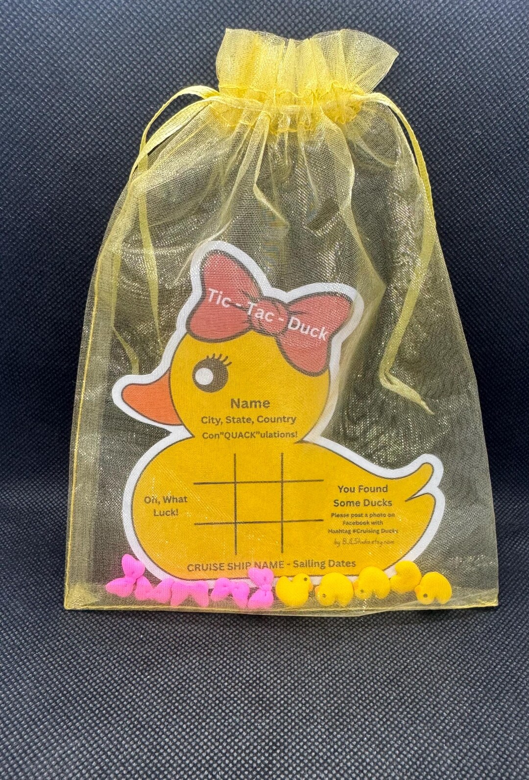 Personalized Tic Tac Toe Duck Girl With Bow Game -keep or Hide -gift ...