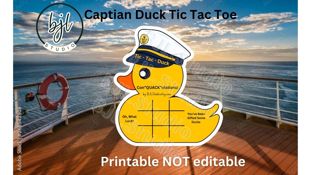 Printable Tic Tac Toe Captain Duck Template - Cruising Ducks - Keep or ...