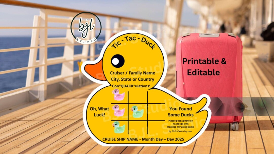 Editable & Printable Cruising Duck Tic Tac Toe Duck Game for Cruise ...