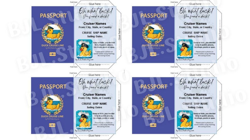 Editable Passport Style Double-sided Ducktag Template -cruising Ducks ...