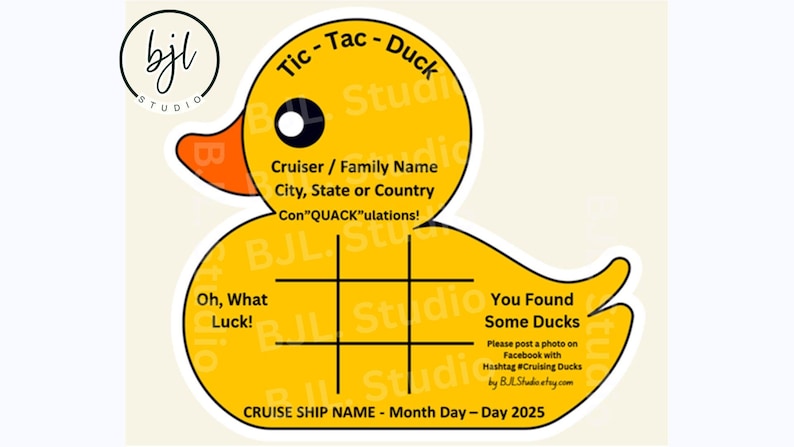 Editable & Printable Tic Tac Toe Duck Template - Cruising Ducks -keep ...