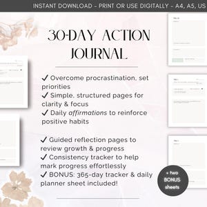 Printable & Digital 30-day Journal: Consistency, Motivation, Goal ...