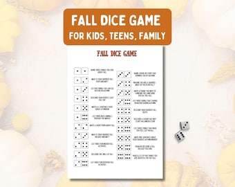 Fall Roll the Dice Game Printable for Kids, Teens, Family Fun | Autumn ...