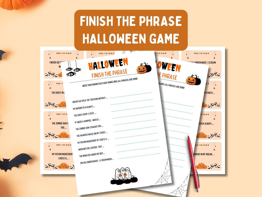 Halloween Finish the Phrase Printable, Spooky Conversation Party ...