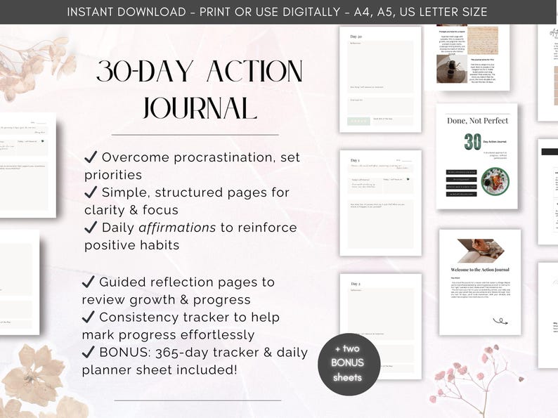 Printable & Digital 30-day Journal: Consistency, Motivation, Goal ...
