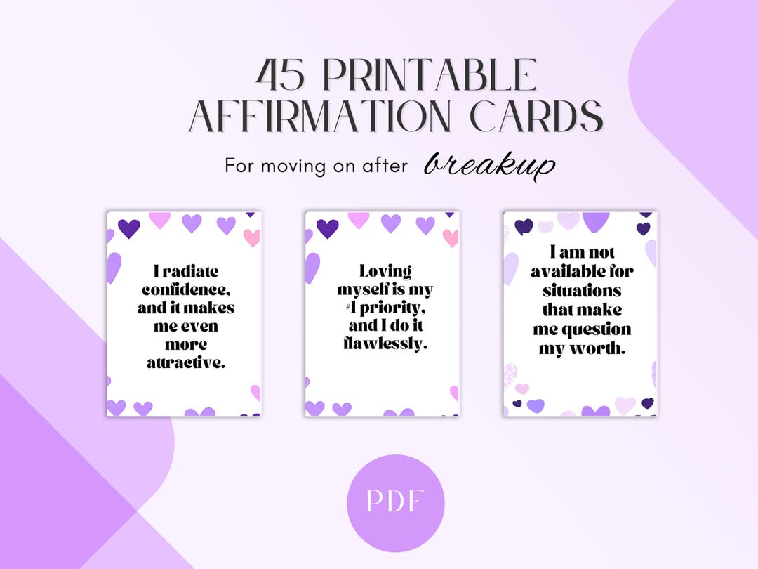 45 Breakup Affirmation Cards | Self-love, Healing, Moving on From Break ...