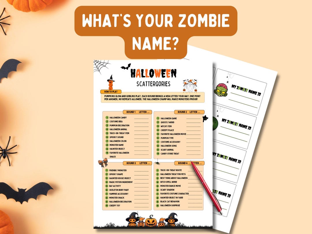 What’s Your Zombie Name Printable | Halloween Party Activity for Adults ...