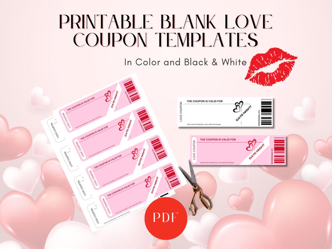 Printable Blank Love Coupons: Customizable Gift (A4 & Letter PDF) - Etsy