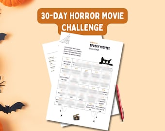 30-day Horror Movie Challenge Printable | Spooky Checklist for Friends ...