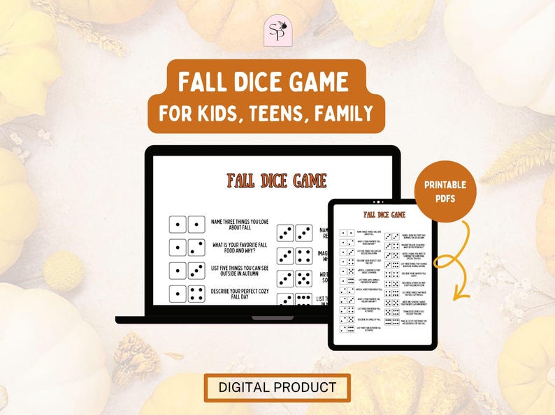 Fall Roll the Dice Game Printable for Kids, Teens, Family Fun | Autumn ...